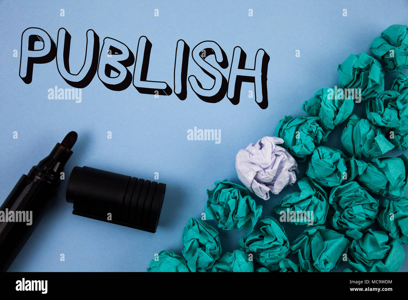 Handwriting text Publish. Concept meaning Make information available to ...