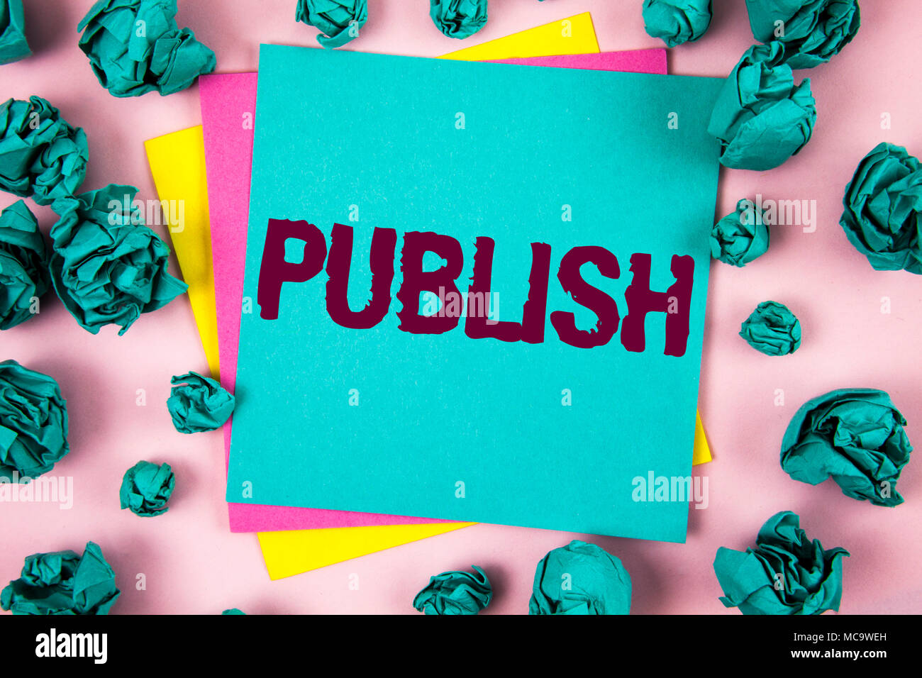 Handwriting text Publish. Concept meaning Make information available to ...