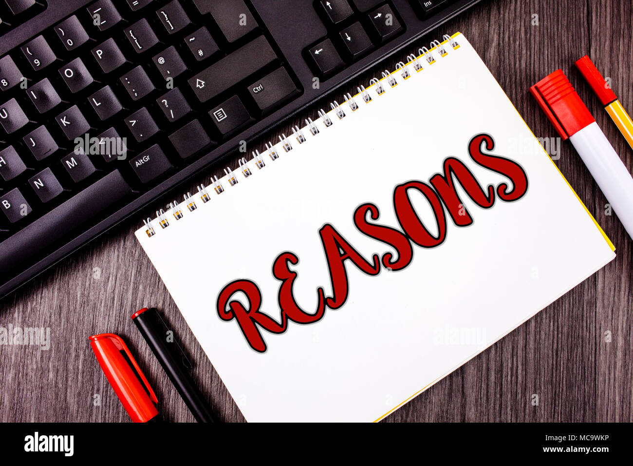 Text sign showing Reasons. Conceptual photo Causes Explanations ...