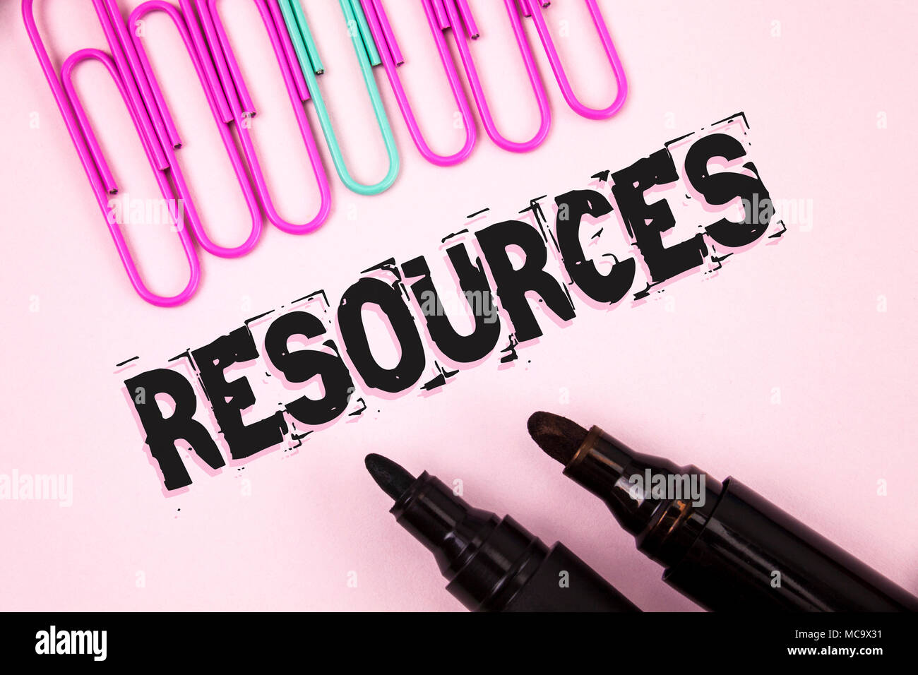 Handwriting text Resources. Concept meaning Money Materials Staff and ...