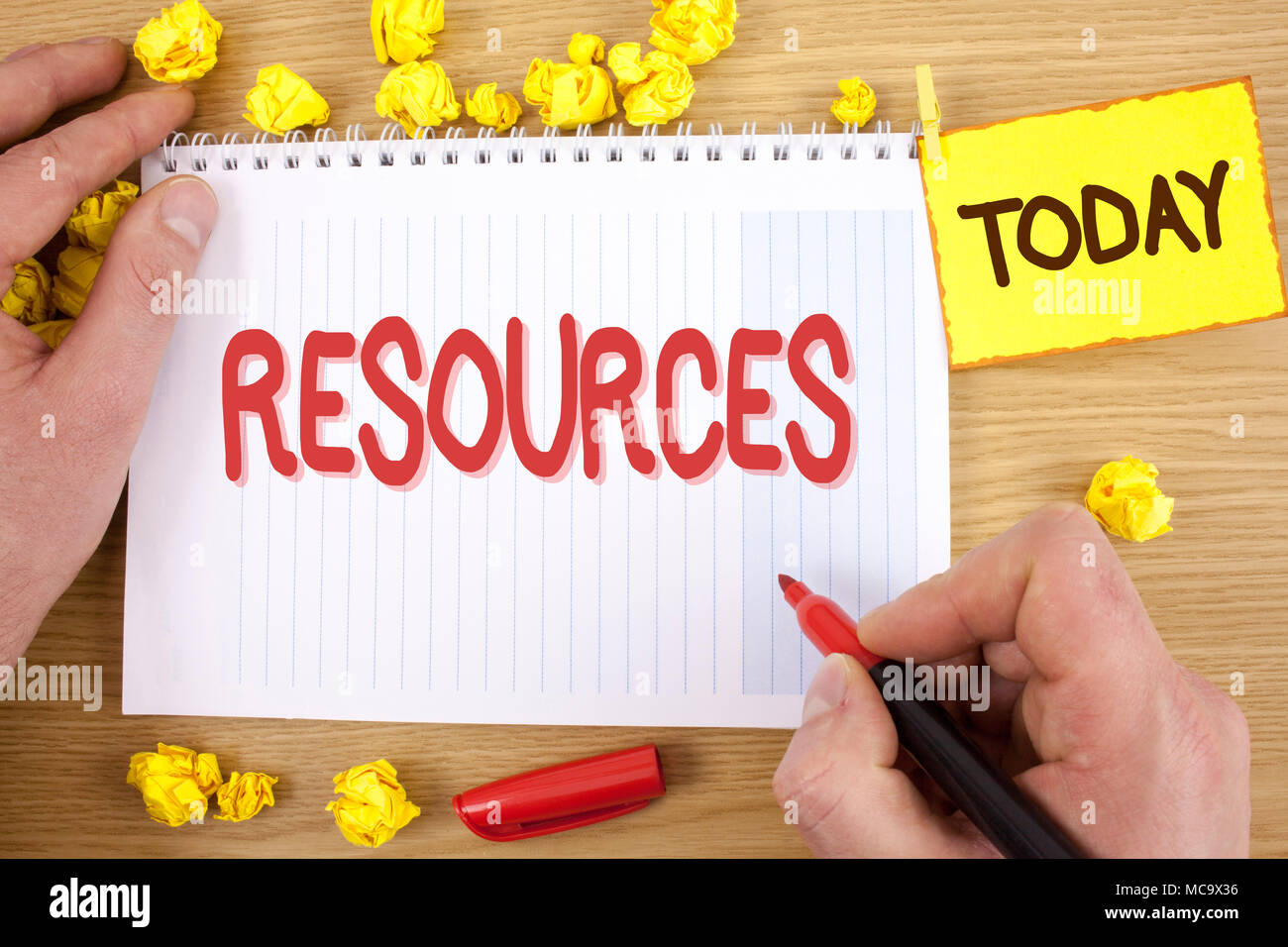 Text sign showing Resources. Conceptual photo Money Materials Staff and ...
