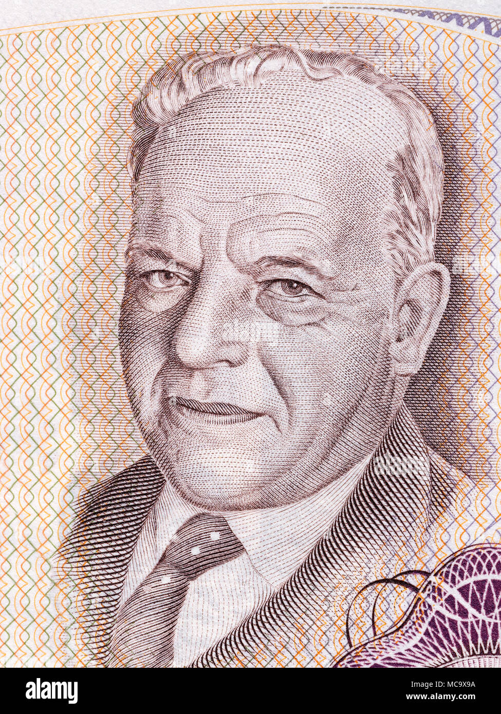 Hayim Nahman Bialik portrait from Israeli money Stock Photo - Alamy