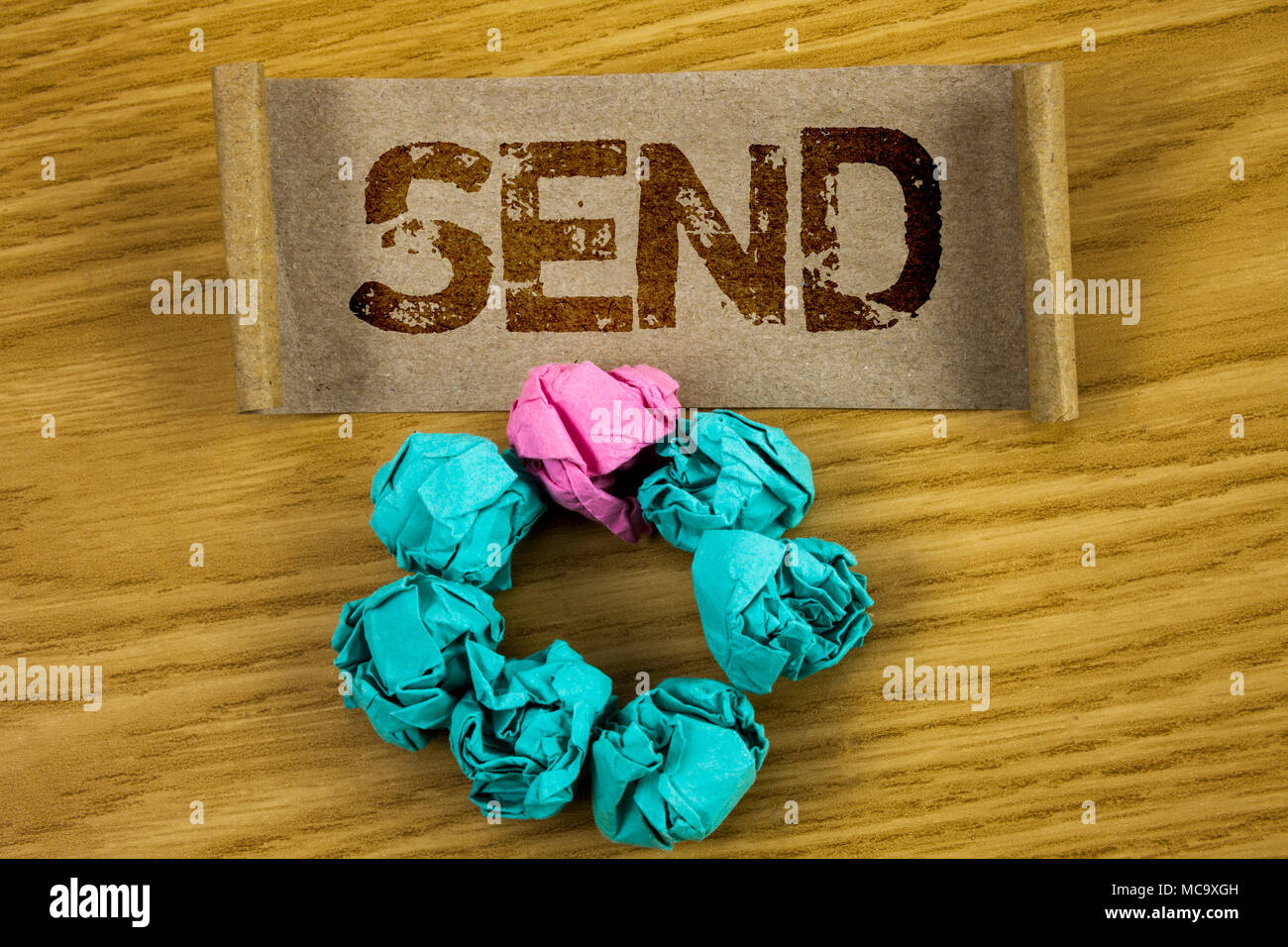 Writing note showing Send. Business photo showcasing Arrange something ...