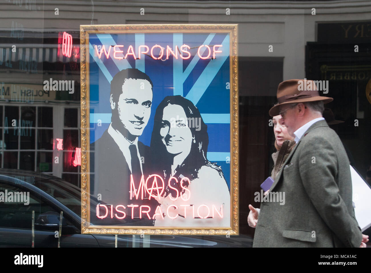 London UK. 14th April 2018. "Weapons of Mass Distraction artwork by ...