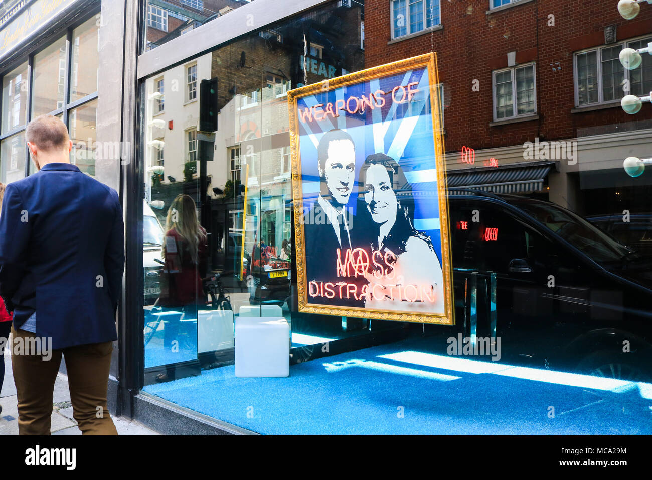 London UK. 14th April 2018. "Weapons of Mass Distraction artwork by ...