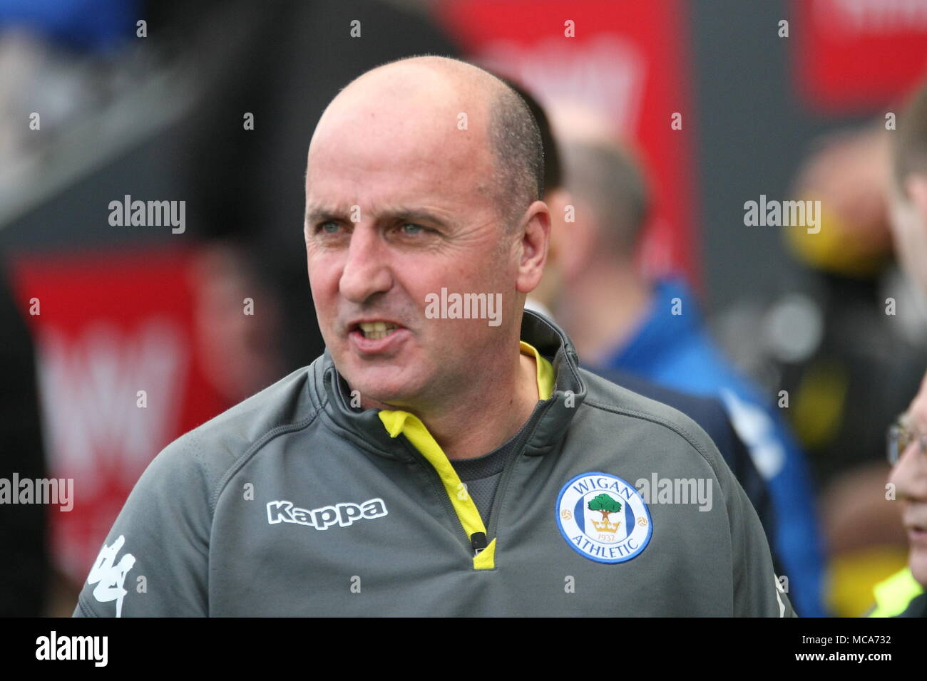 Wigan, Greater Manchester, UK. 14th April, 2018. Paul Cook manager of ...