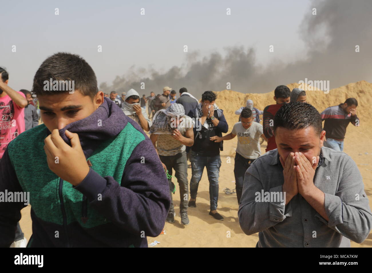 GAZA TERRITORIES - 13 APRIL 2018. Palestinians stage a demonstration ...