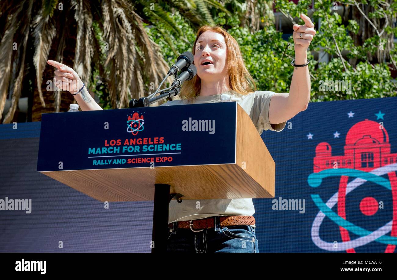 Los Angeles, California, USA. 14th Apr, 2018. Volcanologist JESS ...