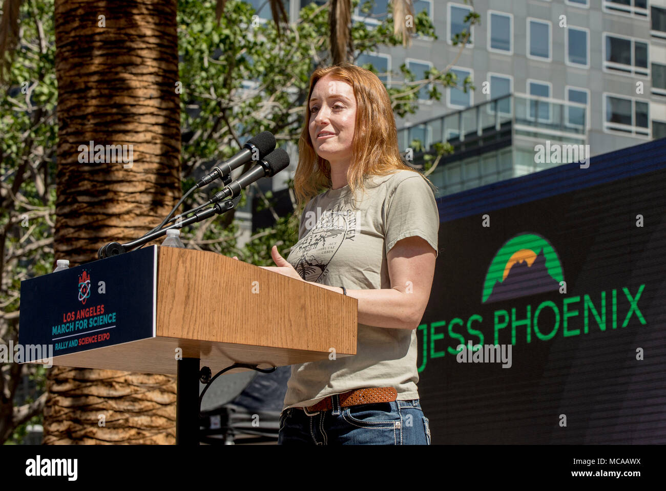 Los Angeles, California, USA. 14th Apr, 2018. Volcanologist JESS ...