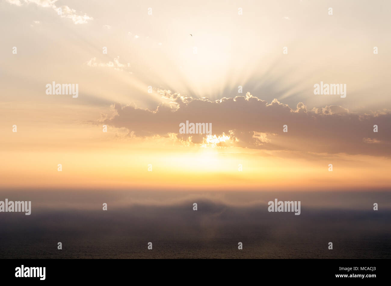Sunset from the lighthouse of Finisterre, Galicia. Cataloged as one of ...