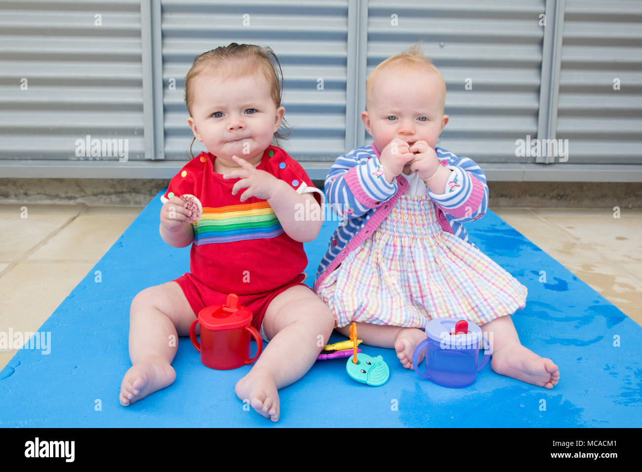 Twins 10 months old Stock Photo - Alamy