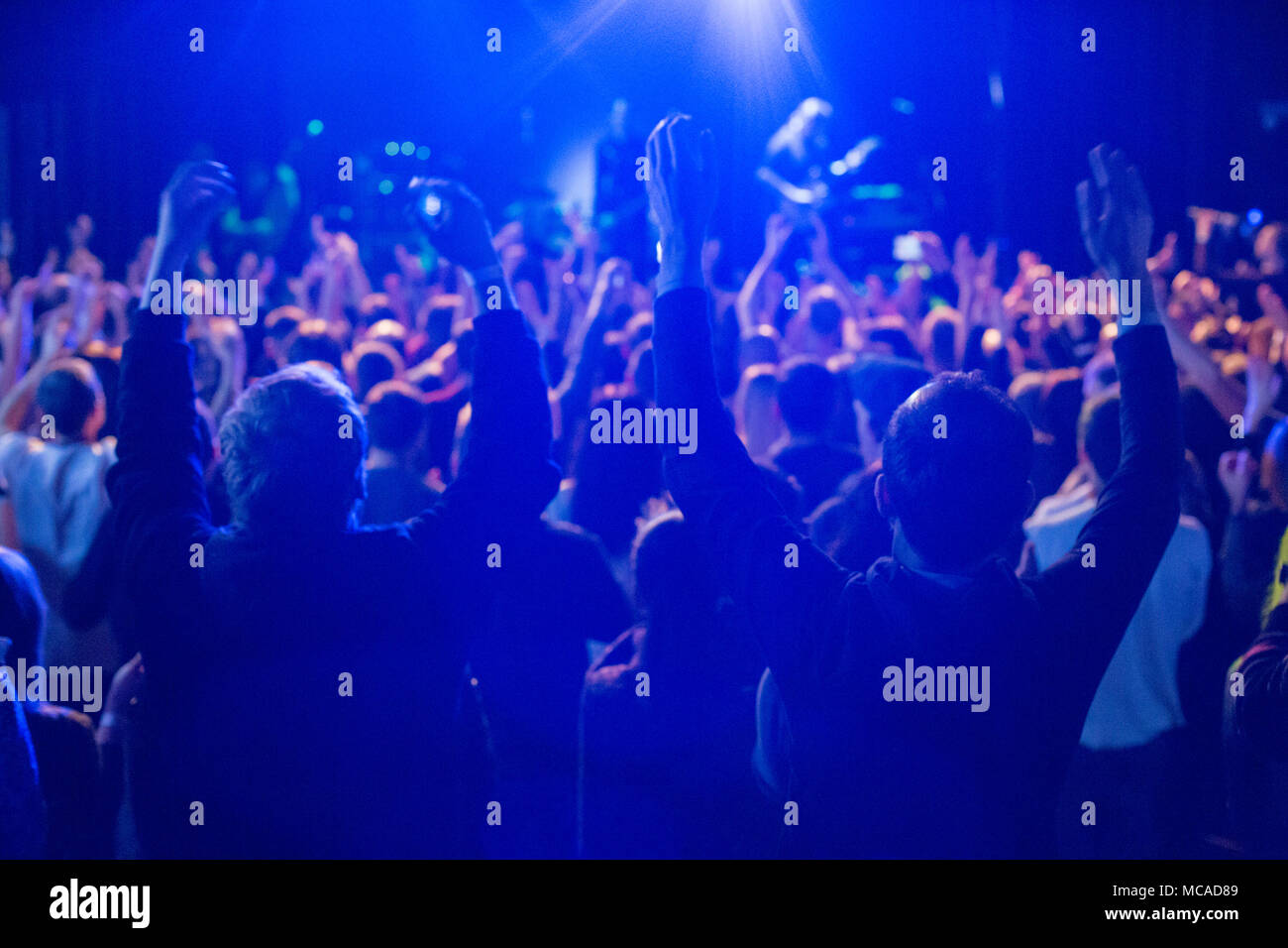 The audience watching the concert on stage Stock Photo - Alamy