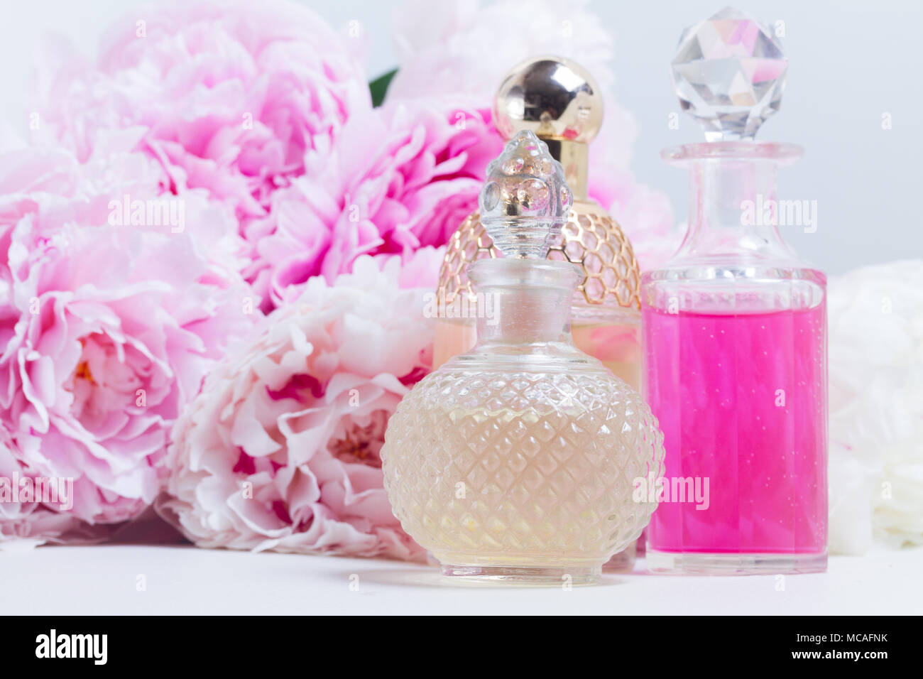 Peony essence vials Stock Photo - Alamy