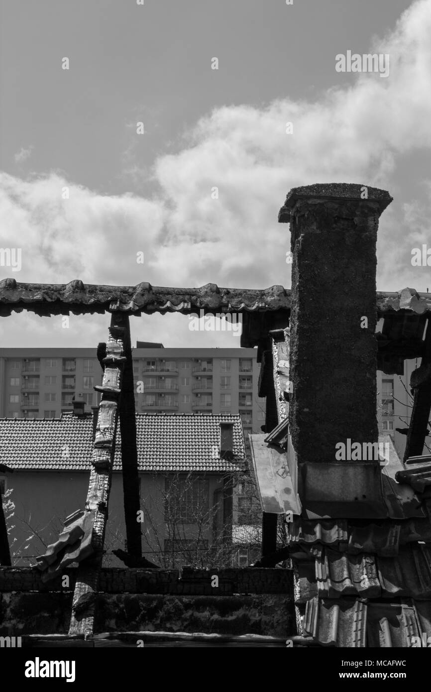 Empty old building destroyed Black and White Stock Photos & Images - Alamy