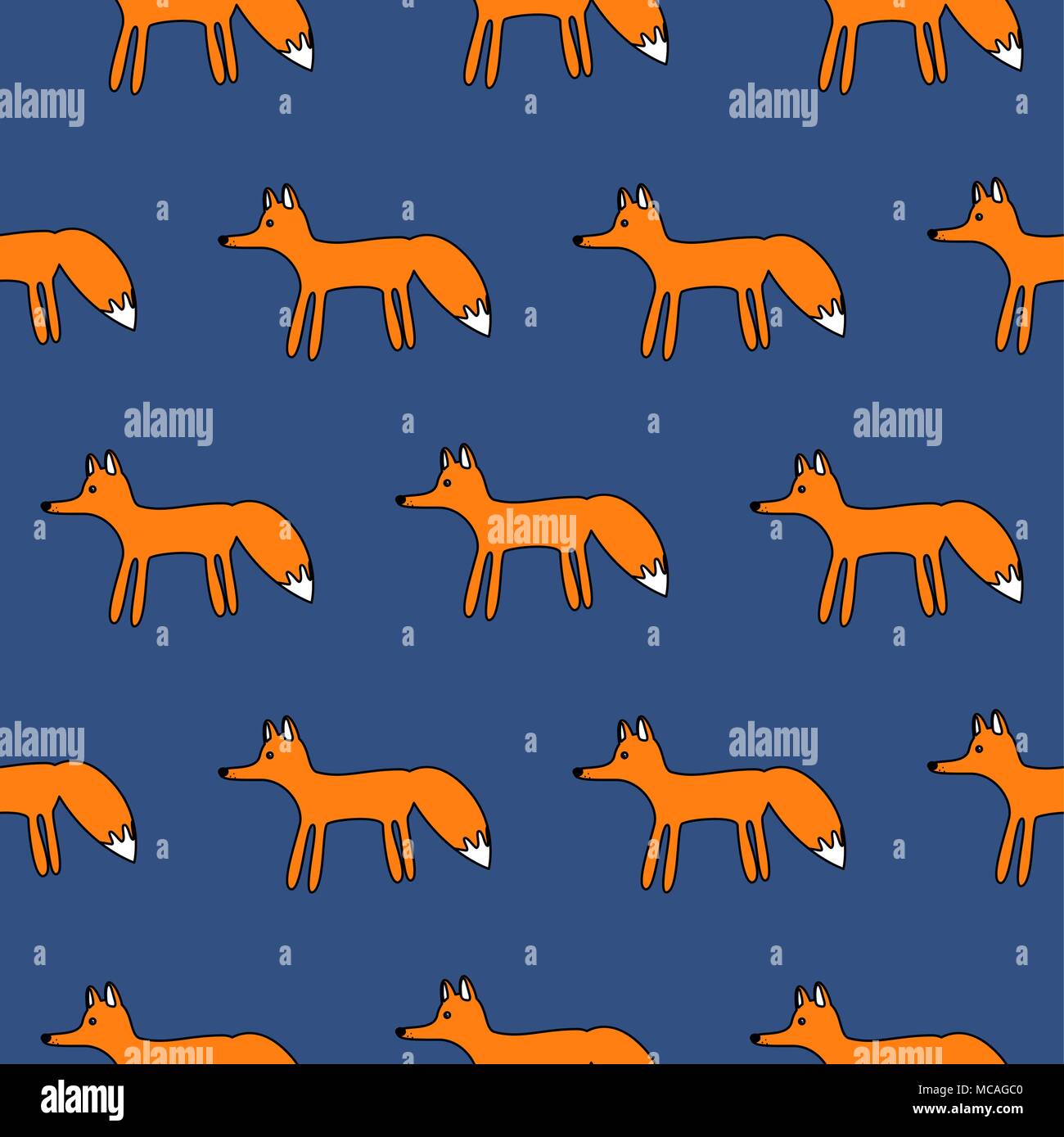 Blue fox seamless pattern Stock Vector Images - Alamy