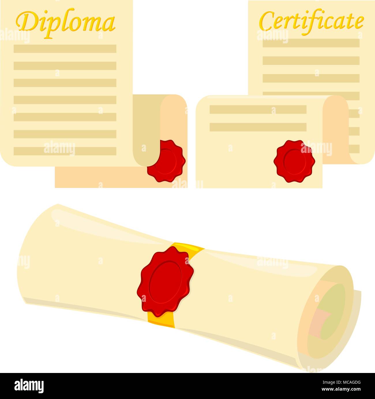 Colorful cartoon graduation scroll set Stock Vector Image & Art - Alamy