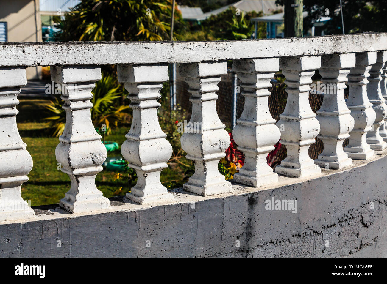 Ornate Balustrades On a Curved Concrete Balcony Stock Photo - Alamy