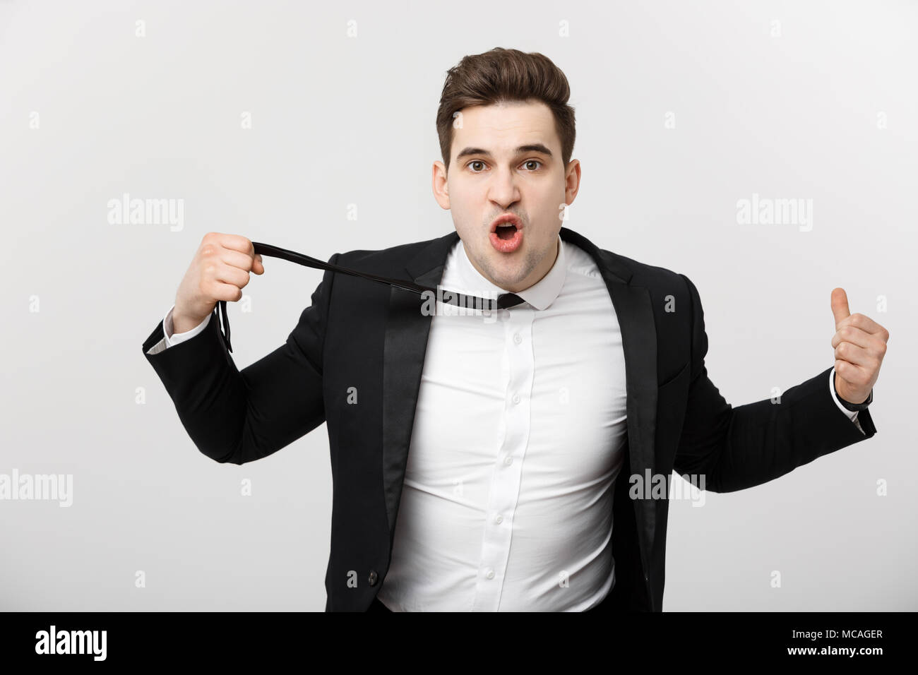 Business situation Concept: Frustrated business person angrily yelling ...