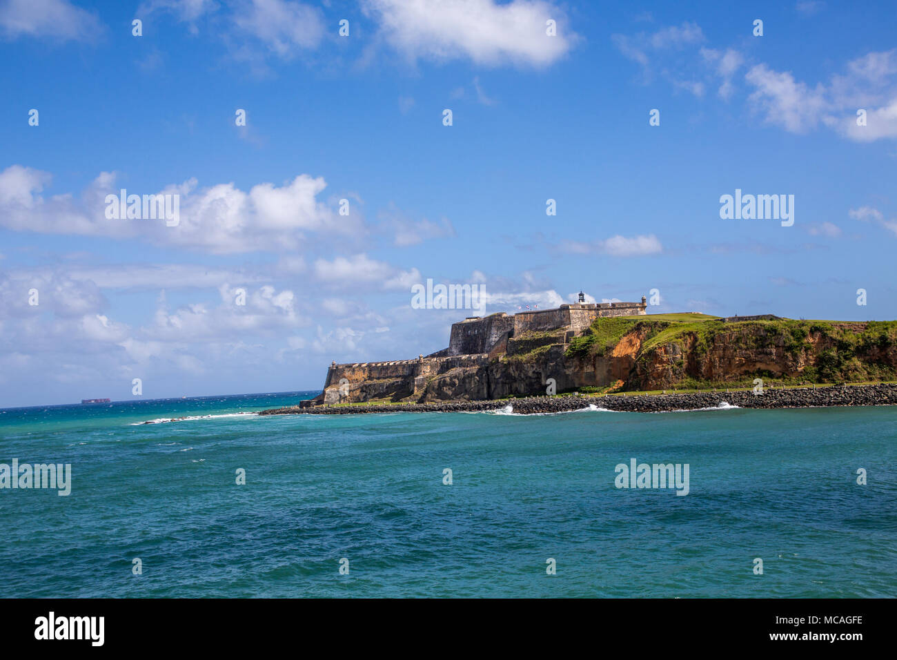 The old Fort El Morro in Old San Jaun Puerto Rico from the Sea Stock ...