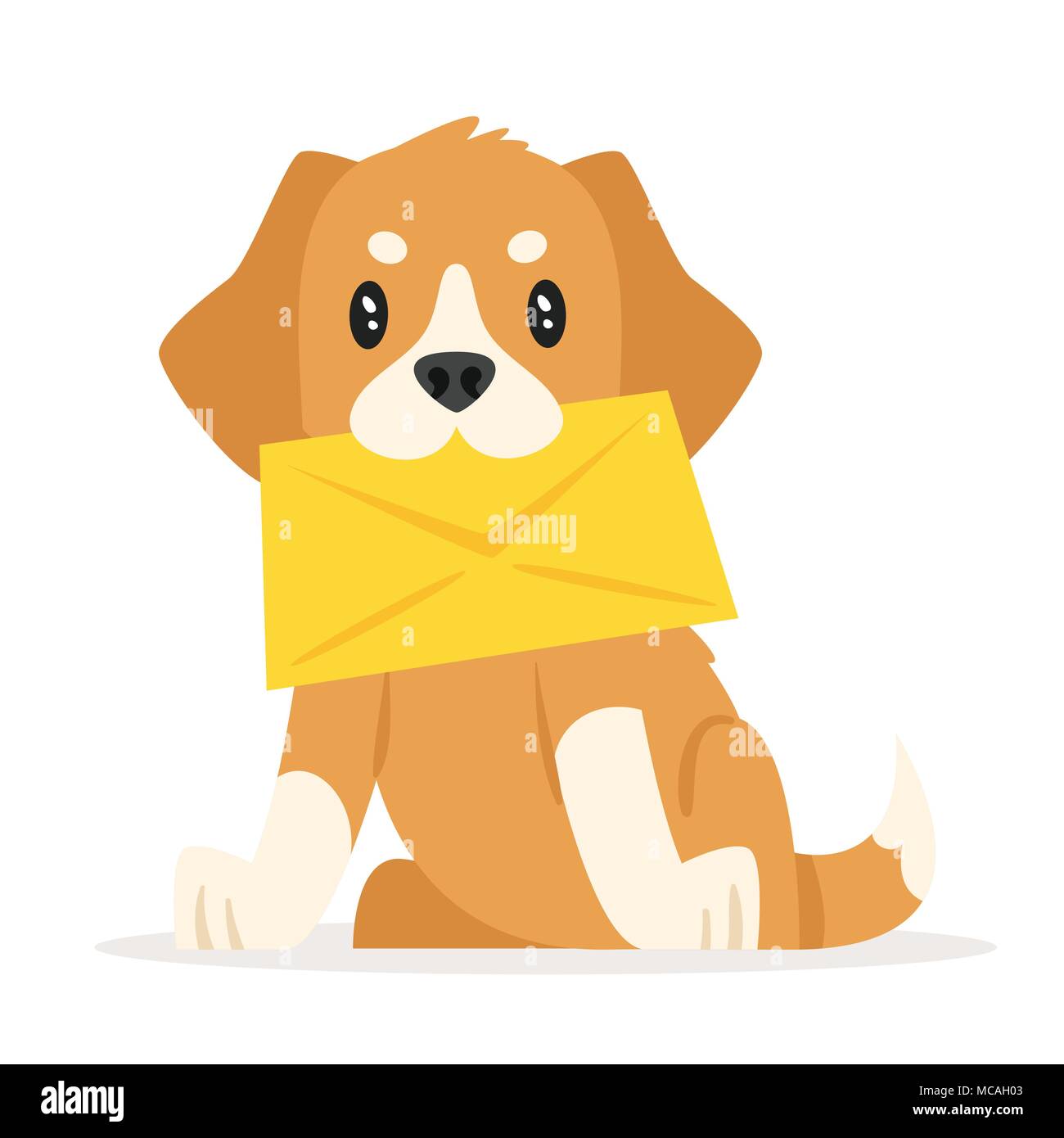 Vector cartoon style illustration of postal dog puppy. Icon for web ...