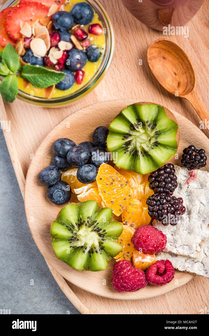 Best strart of day, super breakfast. Top view Stock Photo - Alamy