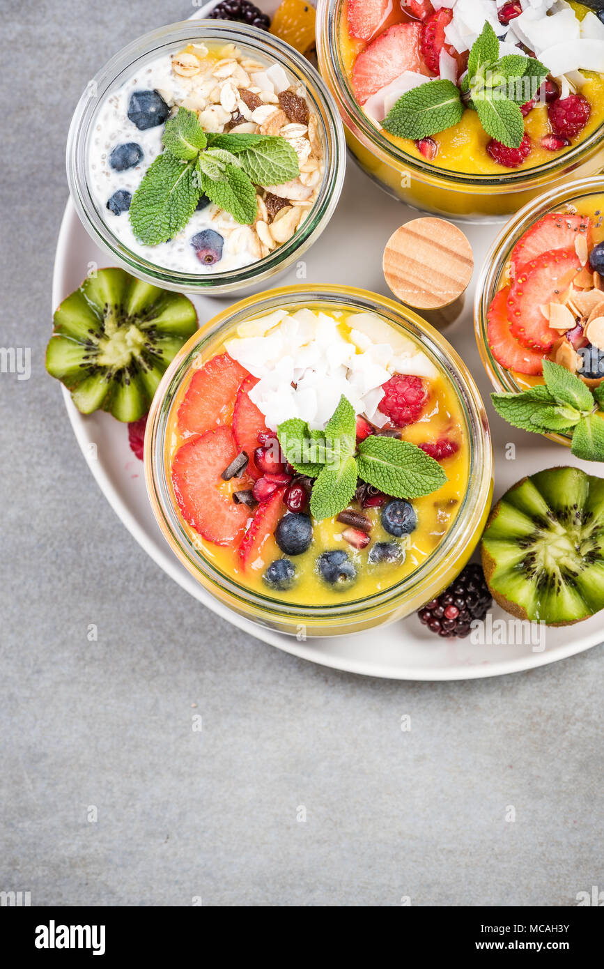 Serving tray with layered food in jars Stock Photo - Alamy