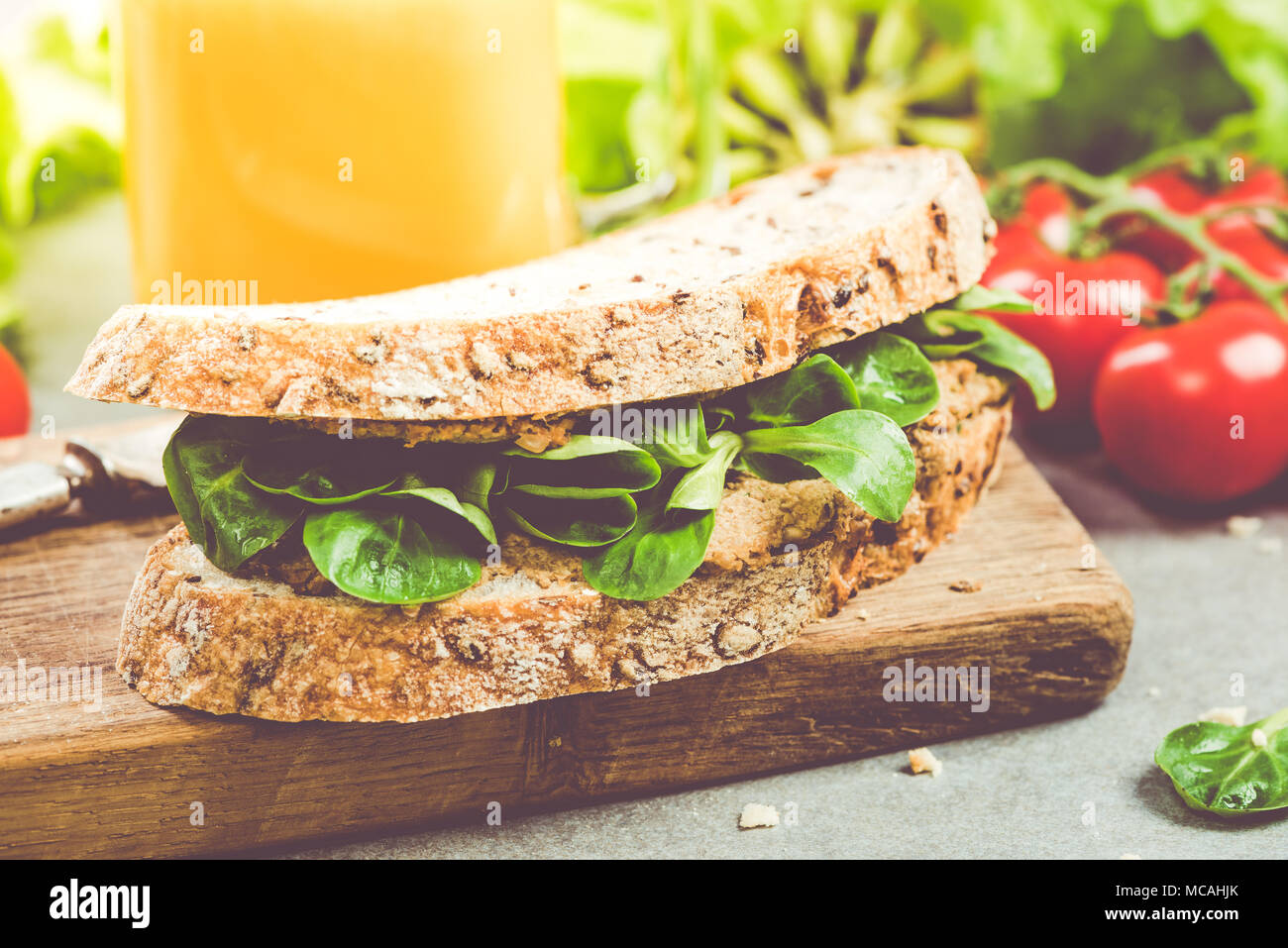 Healthy breakfast diet sandwich and smoothie Stock Photo - Alamy