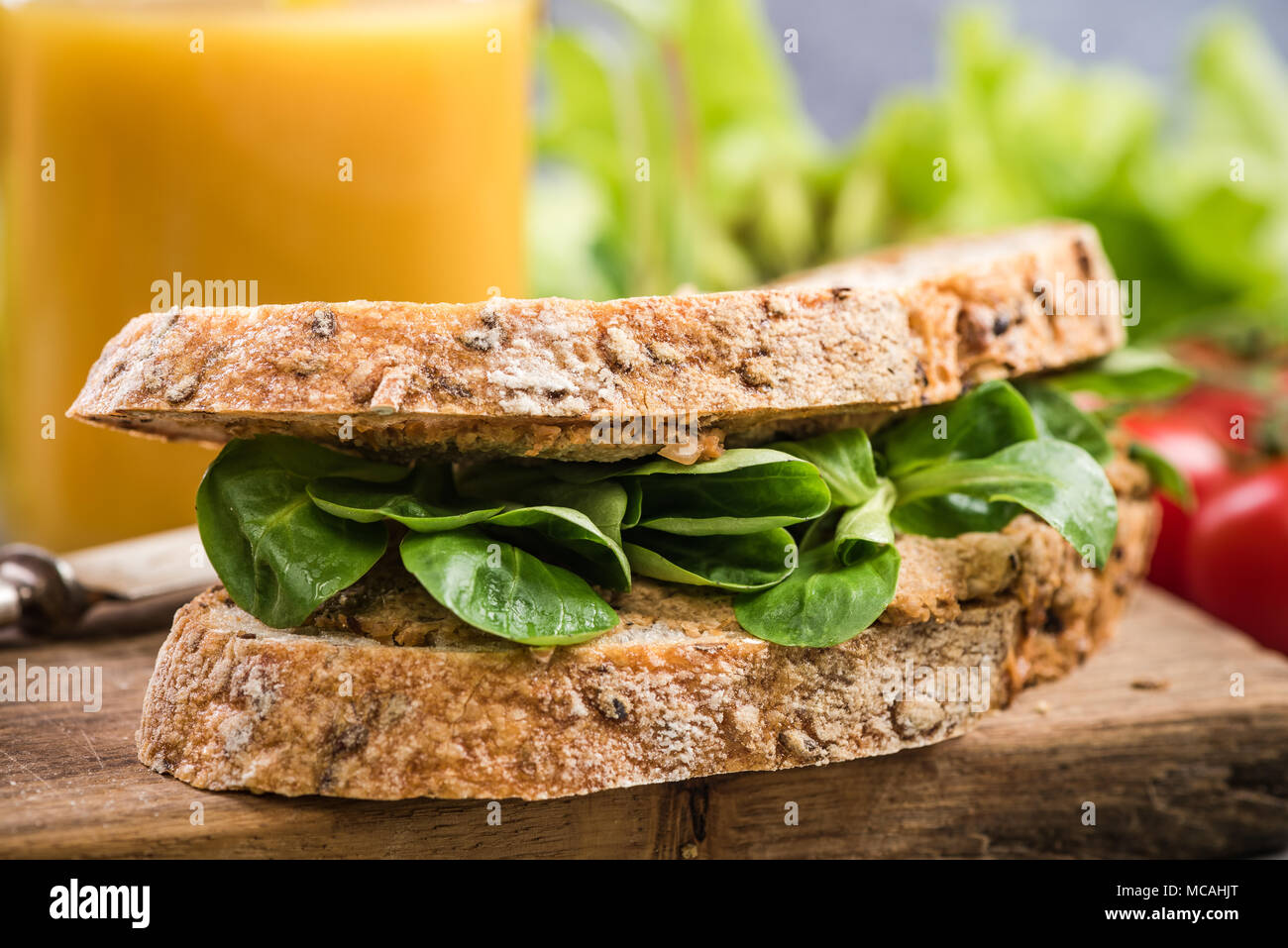 Healthy breakfast diet sandwich and smoothie Stock Photo - Alamy