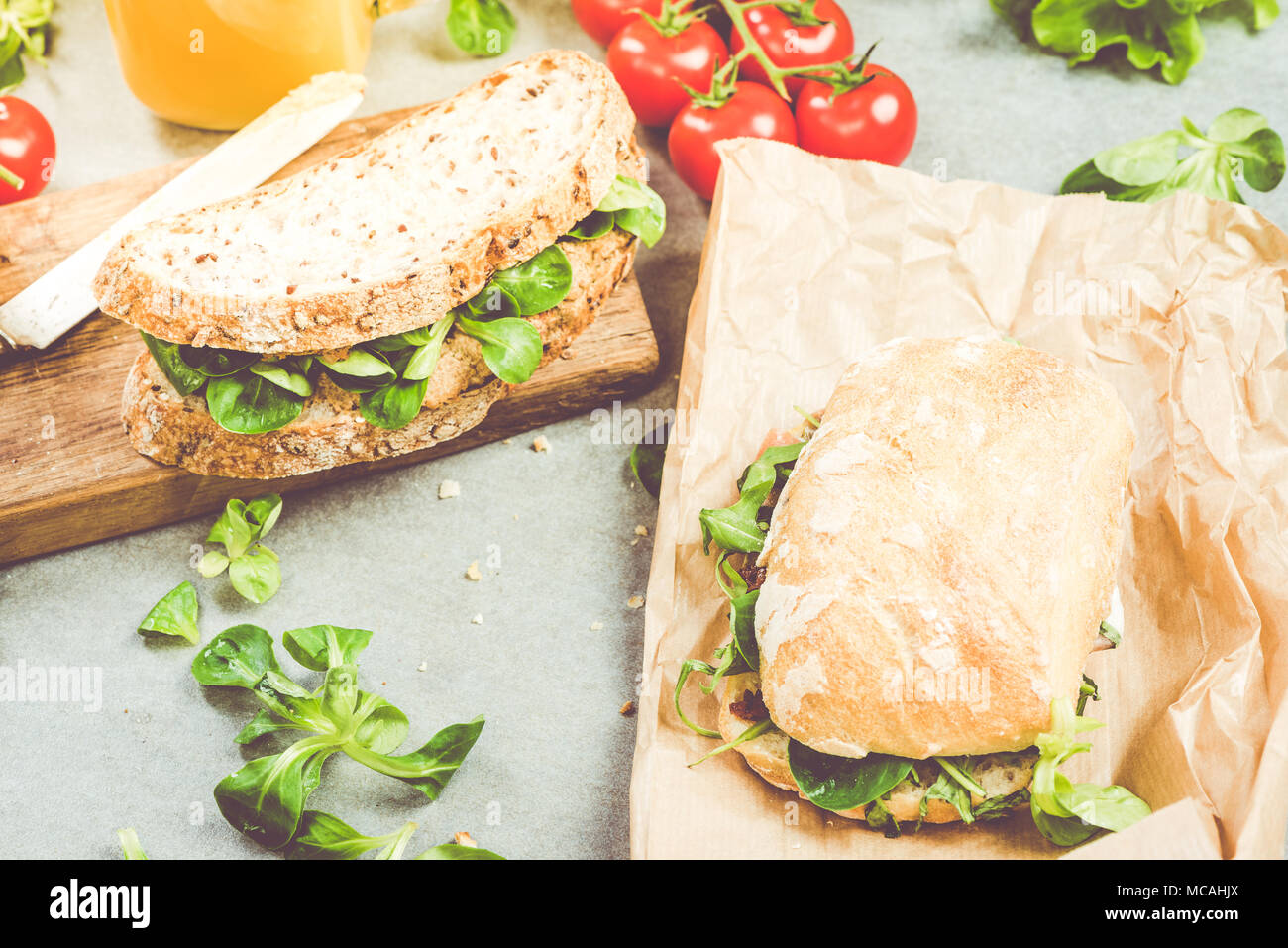 Preparing healthy sandwich for work or lunch Stock Photo - Alamy