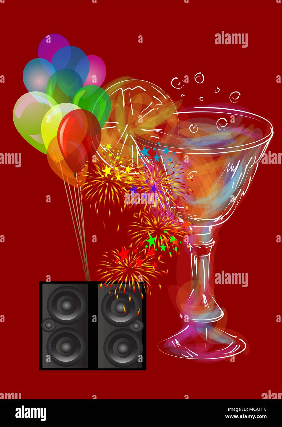 musical party backgroundwith speakers and balloons Stock Vector Image ...