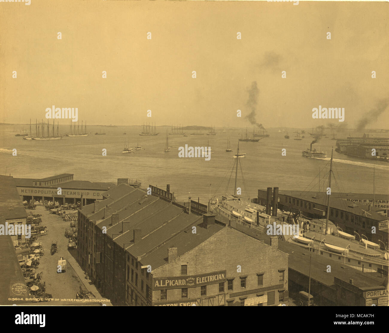 Photograph of Boston docks and harbor, with sail and steam vessels ...
