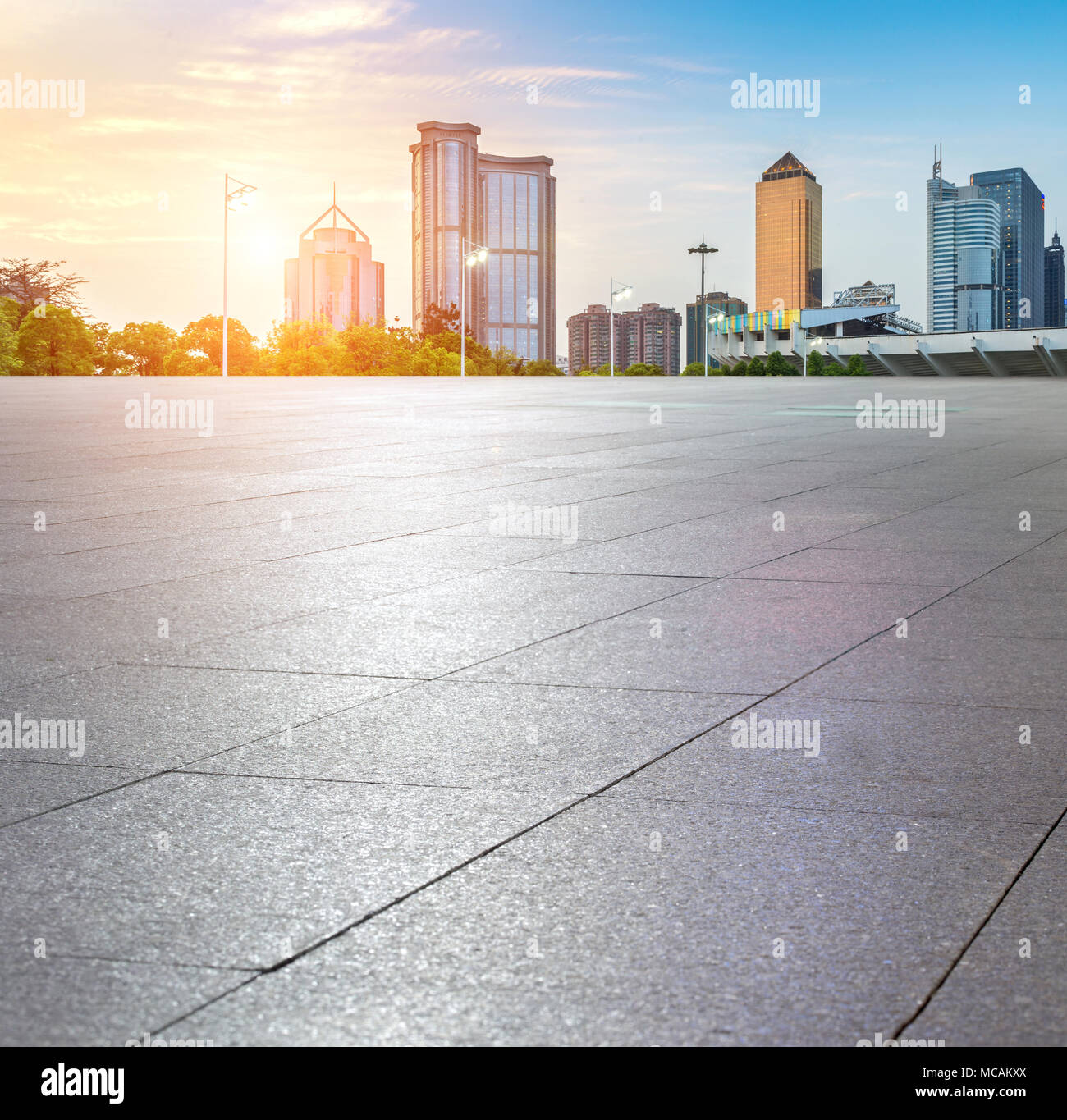 Wide City Square and landmark buildings Stock Photo - Alamy
