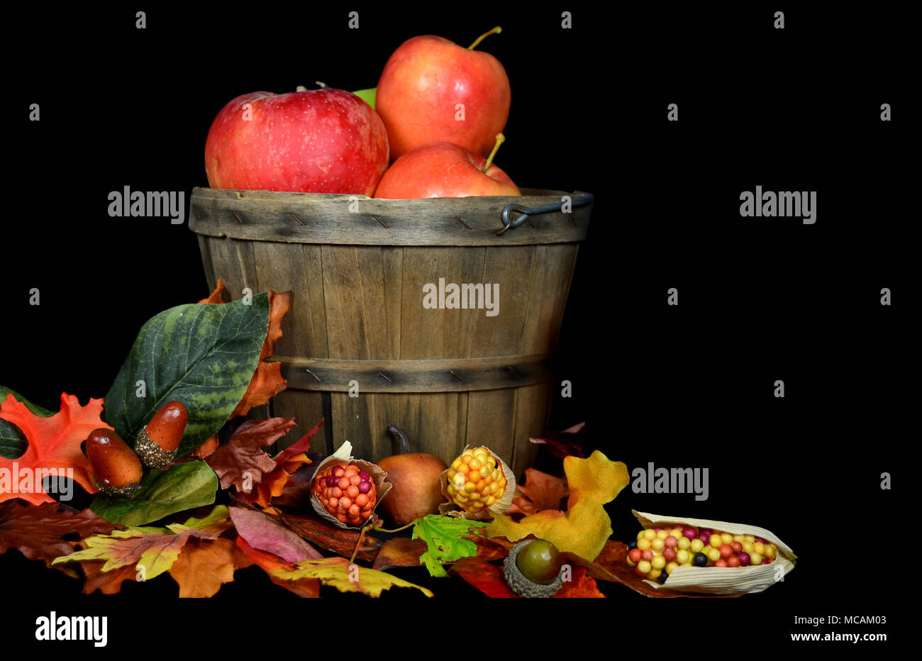 red fall apples in old bushel basket Stock Photo - Alamy