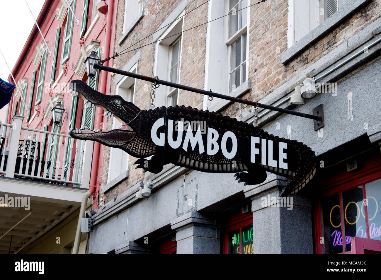 Gumbo File Alligator Sign Stock Photo - Alamy