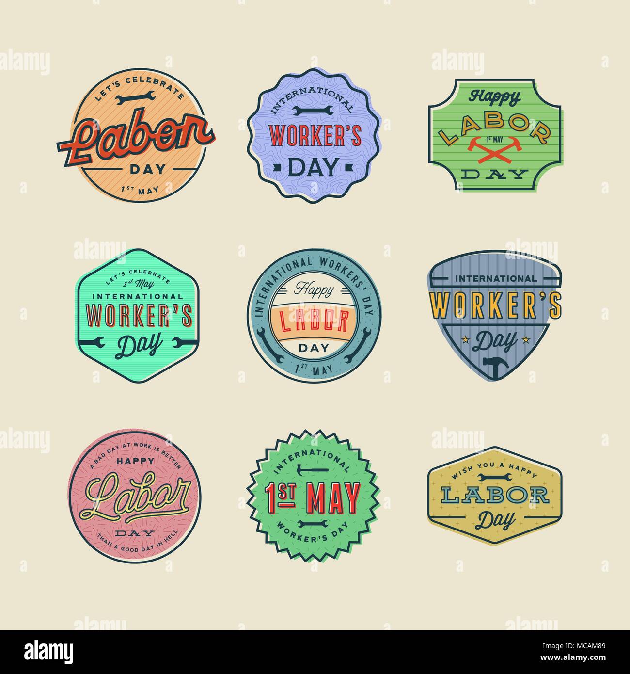 set of labor day badges. international workers day vector Illustration ...