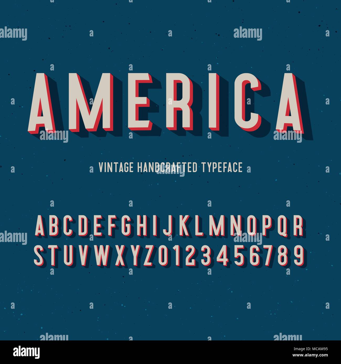 america vintage handcrafted 3d alphabet. vector illustration Stock ...