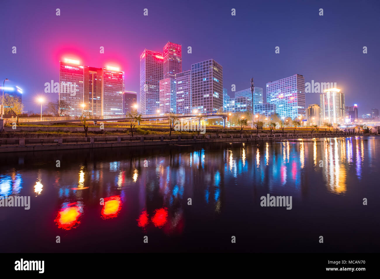 Beijing downtown district at night Stock Photo - Alamy
