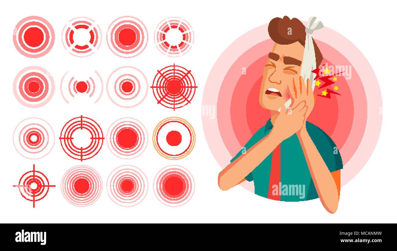 Pain Symbol Set Vector. Round Medical Design Element. Isolated ...