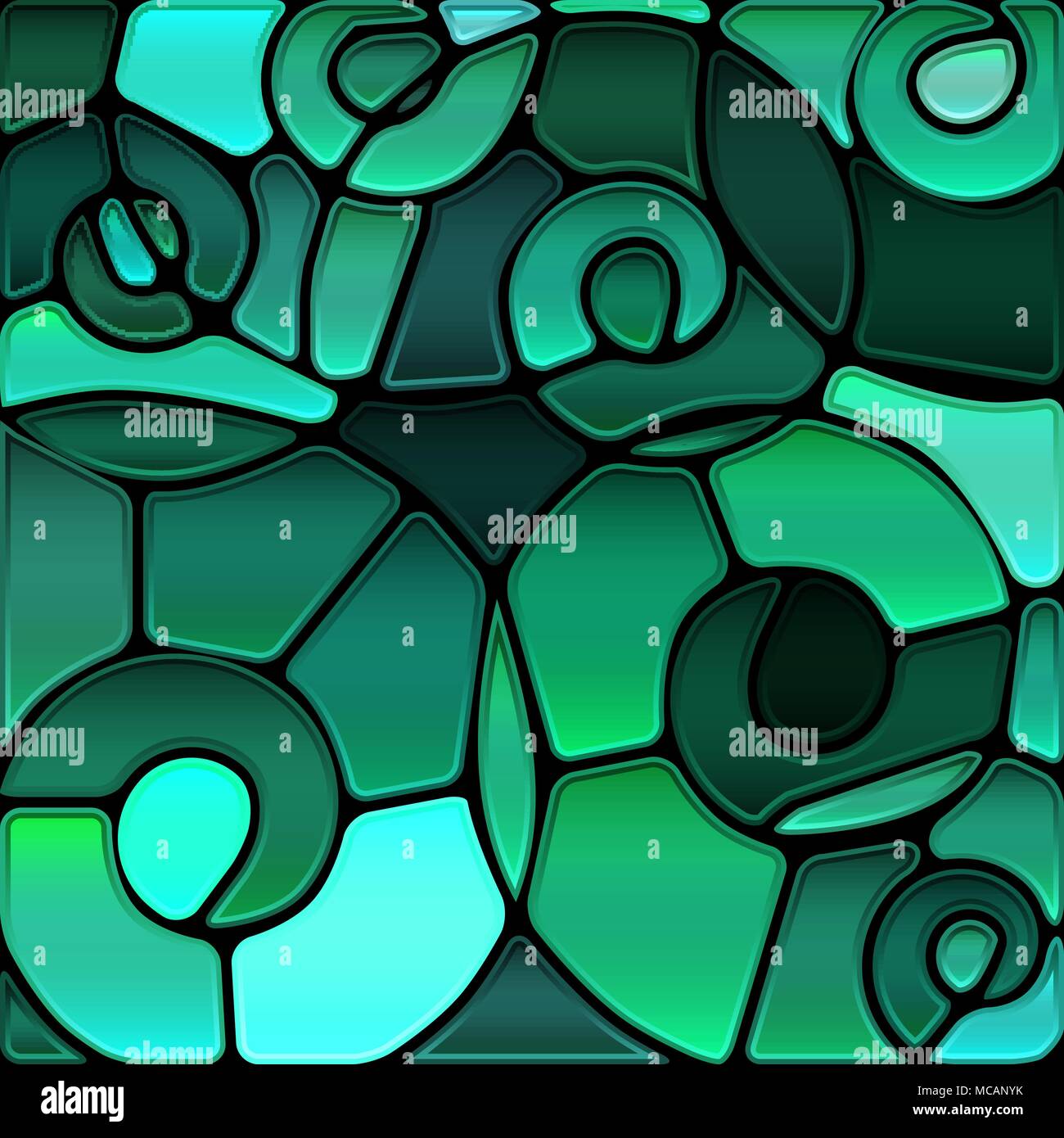 abstract vector stained-glass mosaic background - teal spirals Stock Vector Image & Art - Alamy