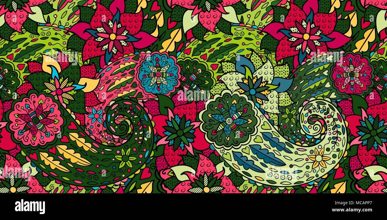 Hand drawn colorful aztec pattern with artistic pattern. Seamless ...