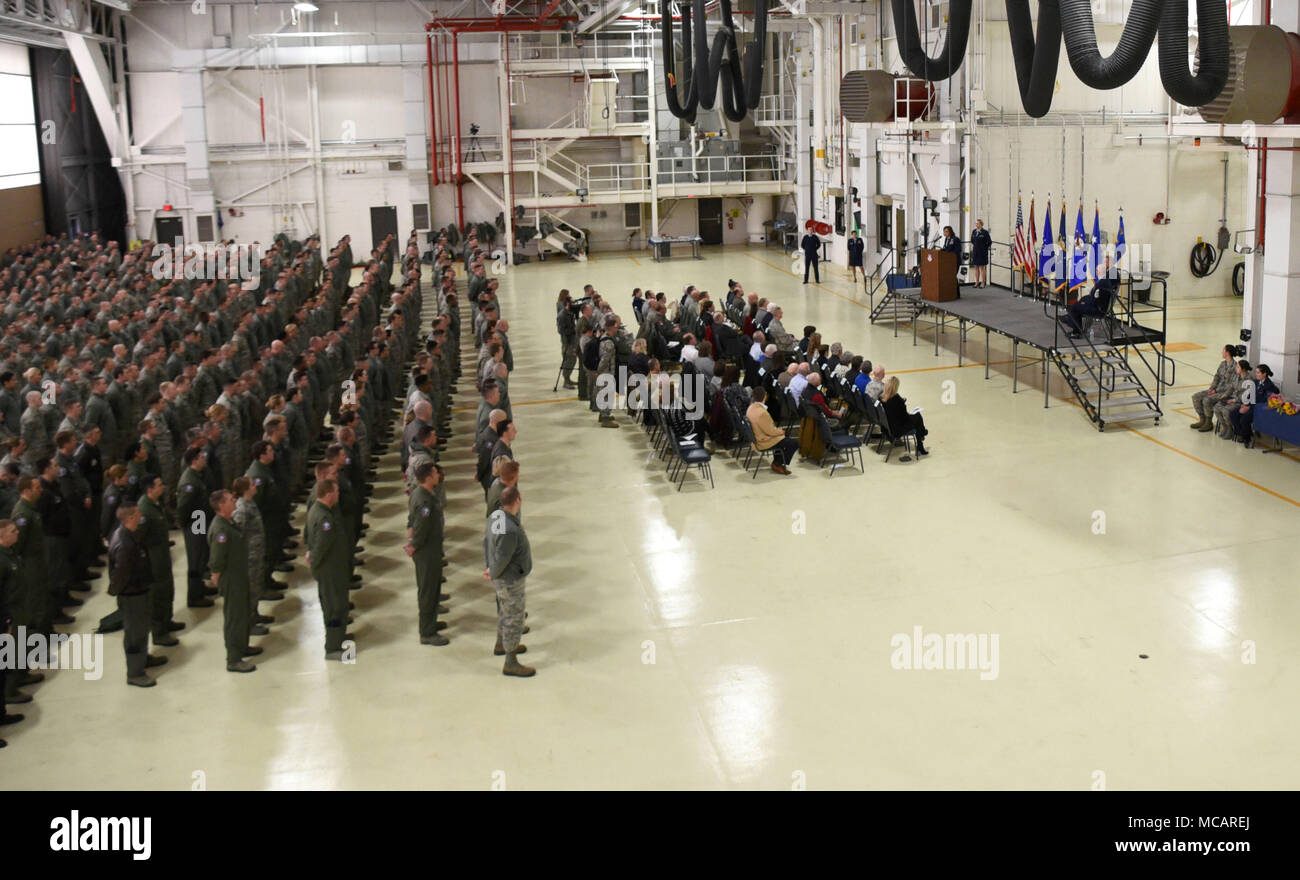 Members of the 179th Airlift Wing gather at the Assumption of Command ...