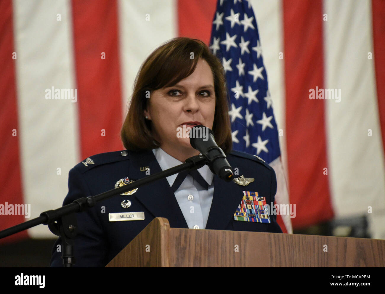 Col. Allison Miller makes a speech at her Assumption of Command ...
