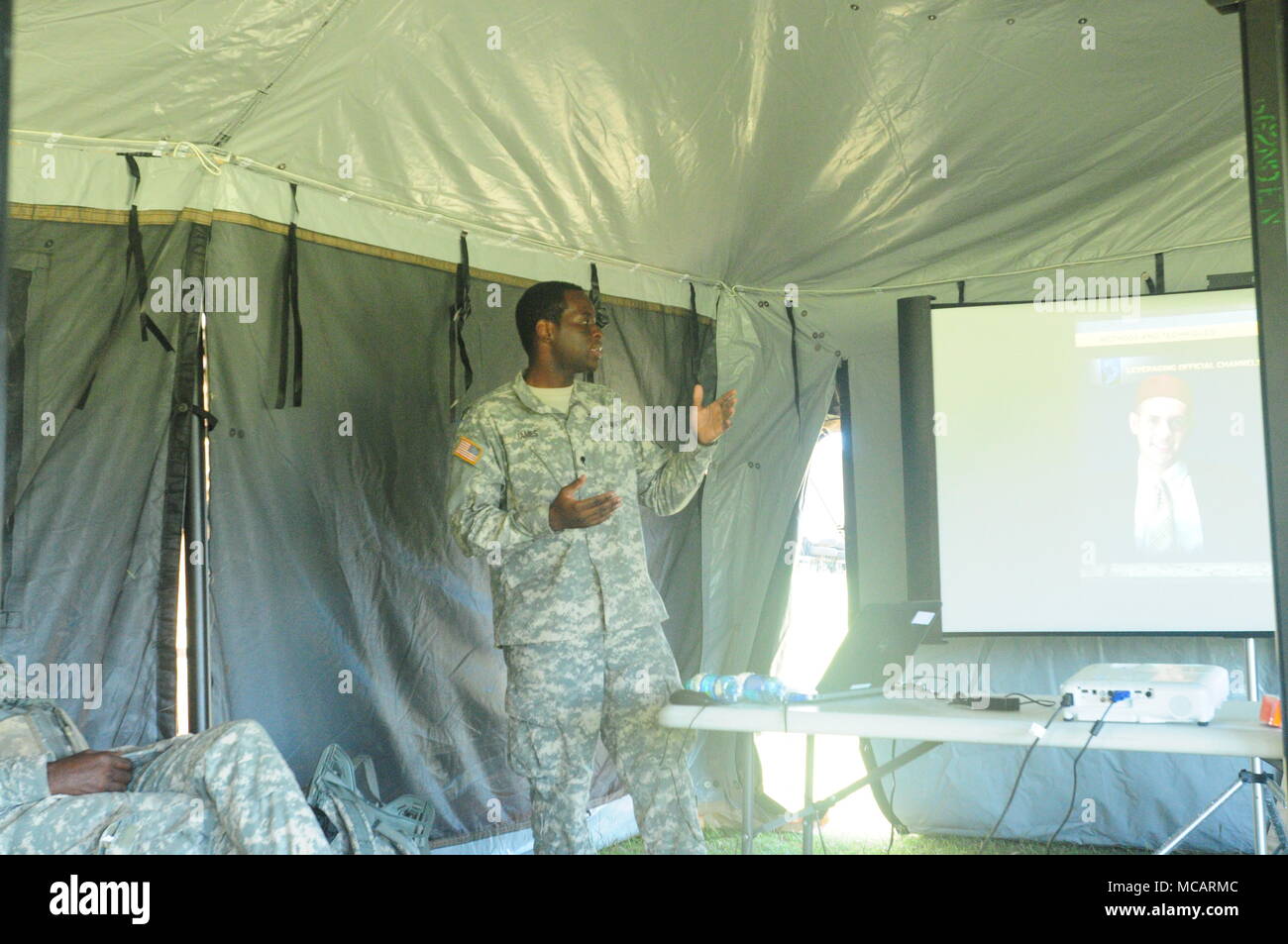 Spc. Terrence James, Intel Analysis, facilitates the Threat Awareness ...
