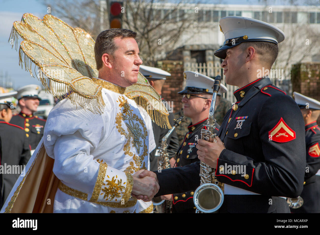 Jeffrey P. Wilke (left), the 86th King of Alla, and Lance Cpl. Montana ...