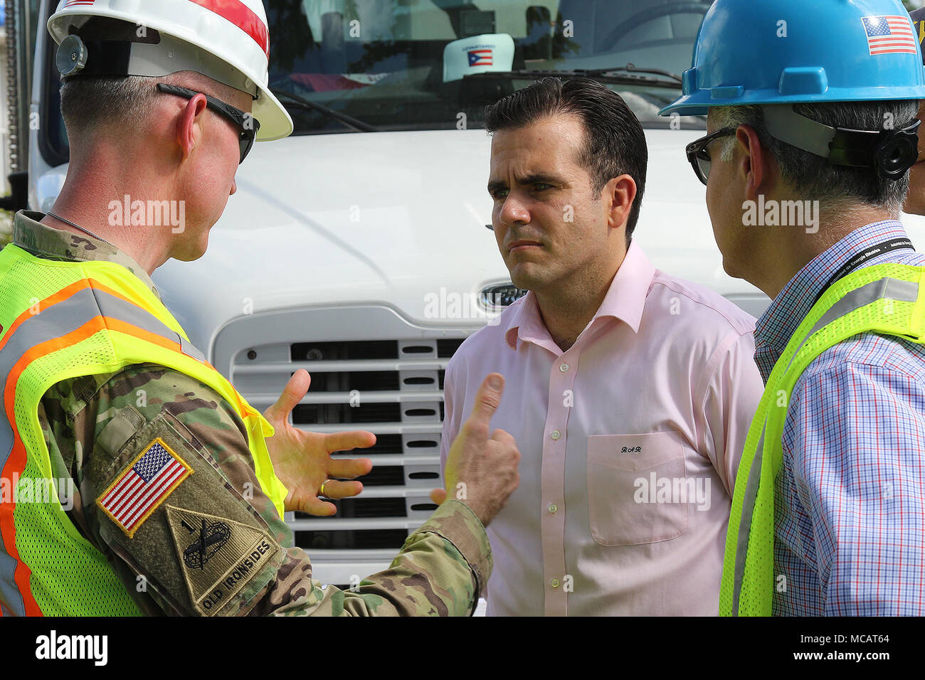 Col. Jason Kirk, Task Force Power Restoration Commander, speaks with ...