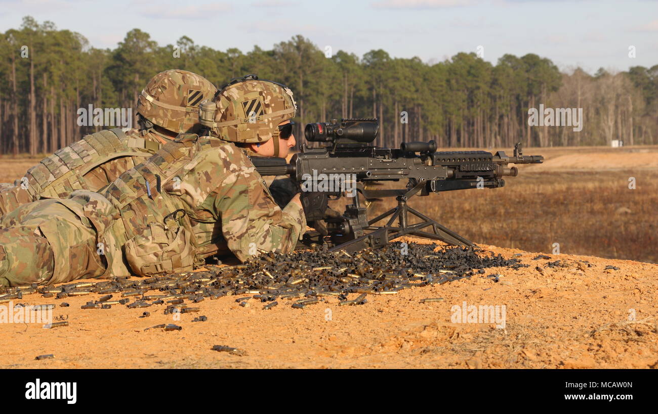 Pfc. John Gomez and Pfc. Matthew Hunter of B Company, 3rd Combined Arms Battalion, 15th Infantry ...