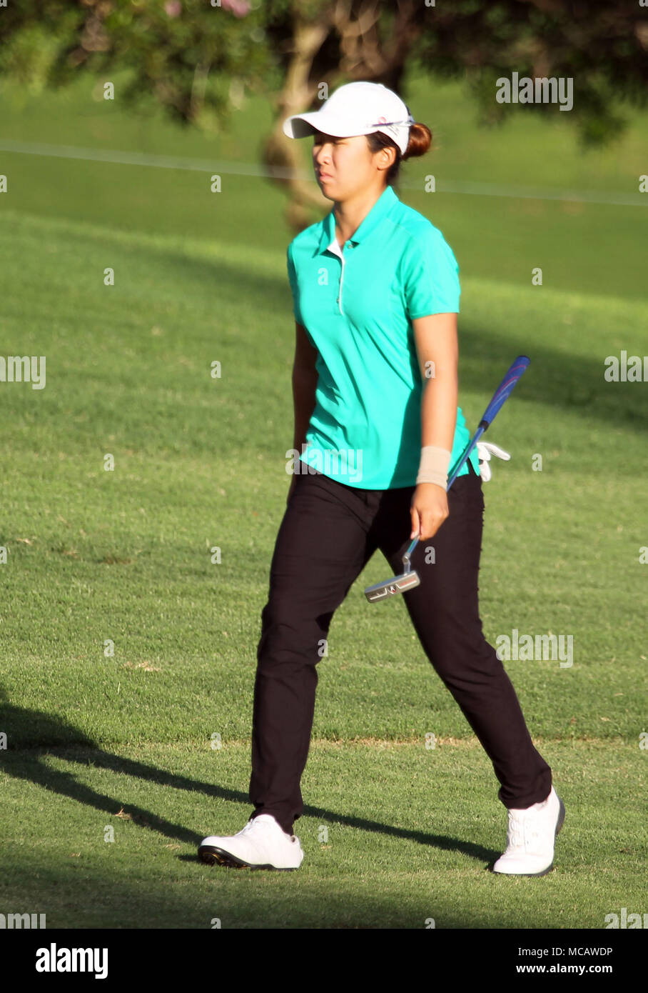 April 11, 2018 - Jing Yan walks the 7th fairway during the first round ...