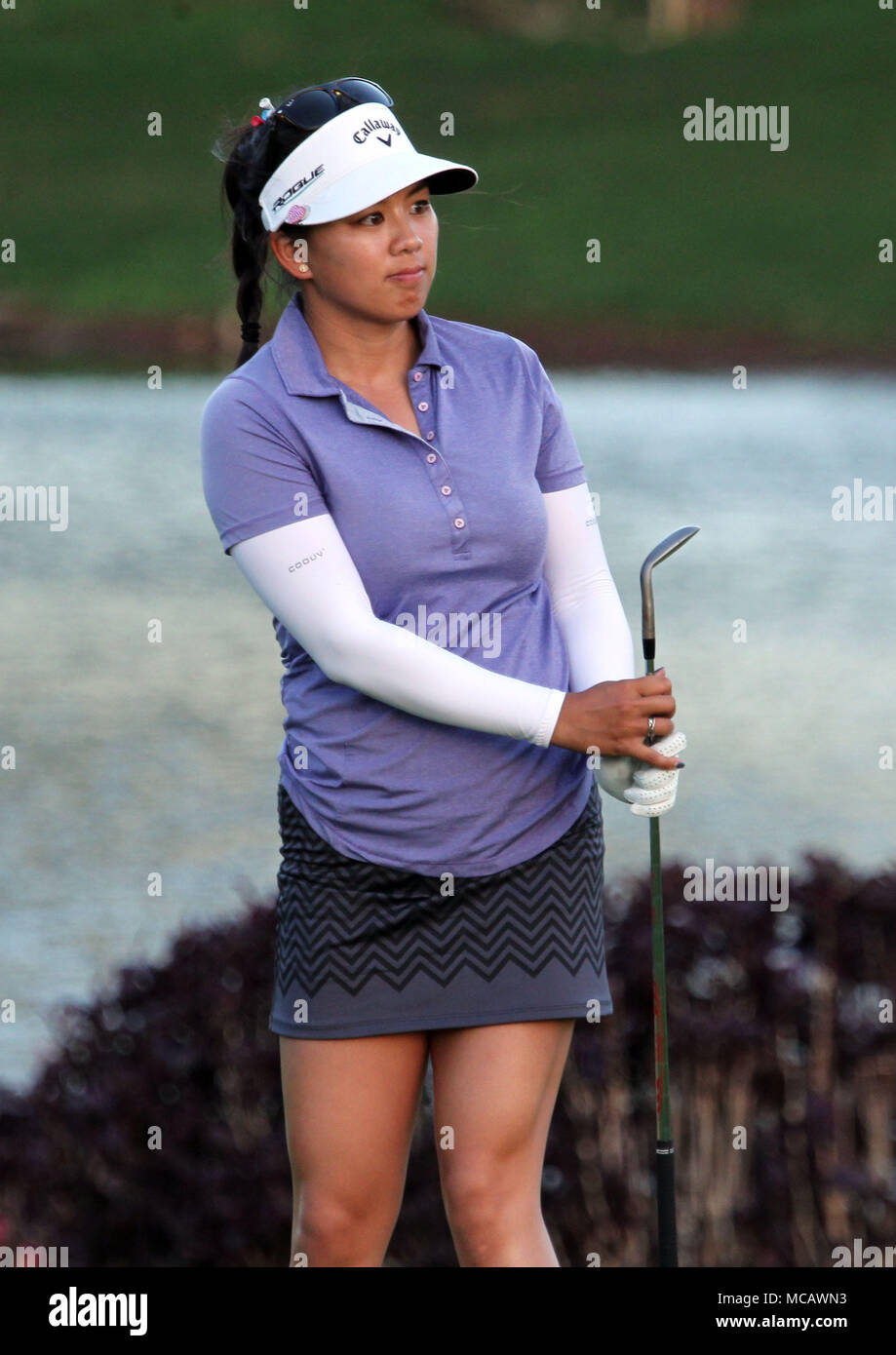 April 11, 2018 - Brianna Do reacts to her chip on the 8th hole during ...