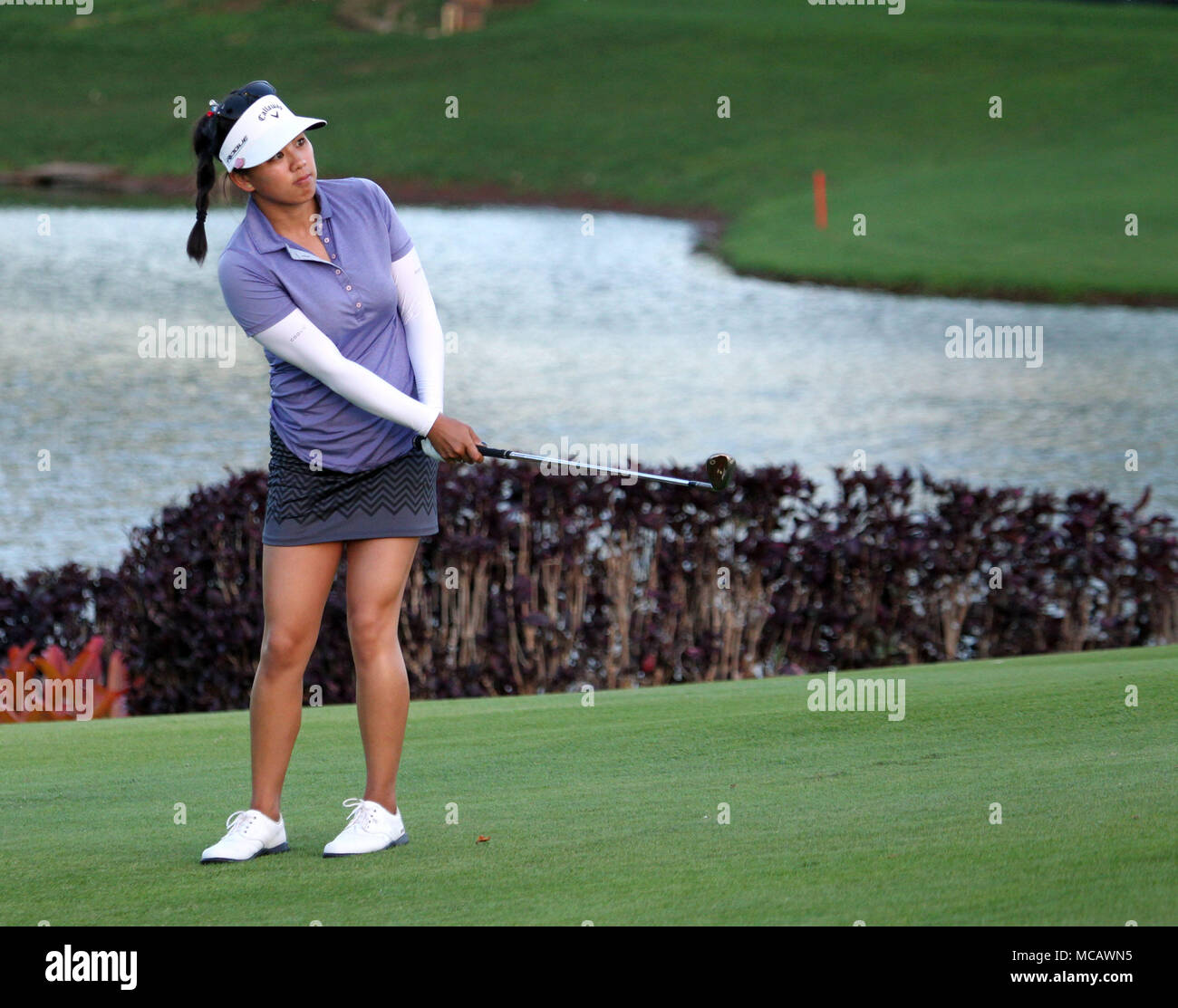 April 11, 2018 - Brianna Do chips on the 8th green during the first ...