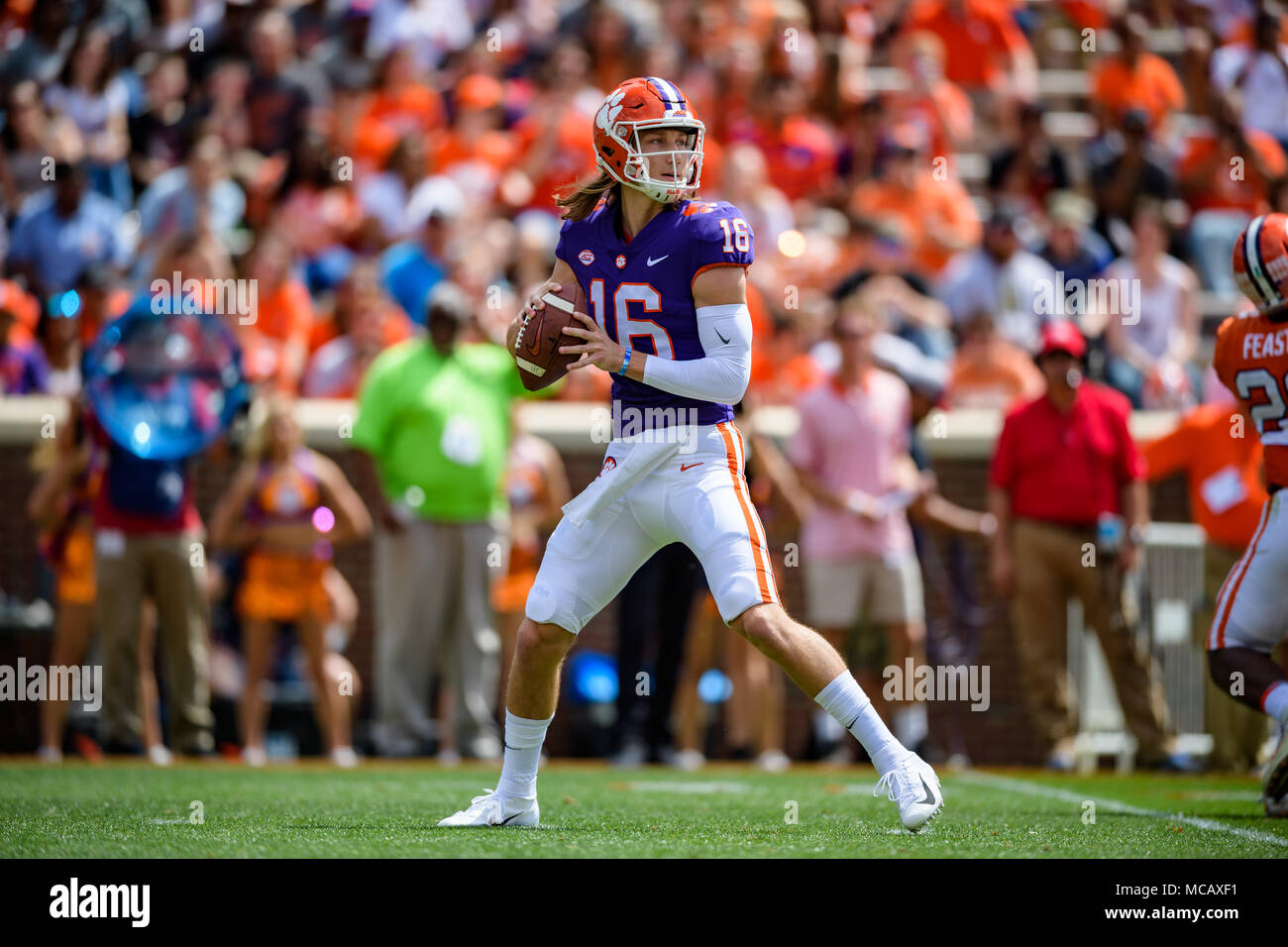 Clemson QB Trevor Lawrence (16) during the Clemson Football Spring Game ...